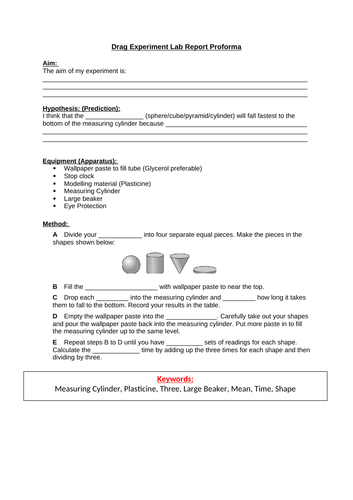 Drag Experiment Lesson | Teaching Resources