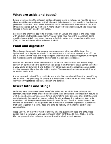 Where do we find acids and bases in nature? | Teaching Resources