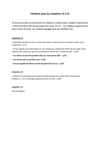 No et moi Chapitres 13-15 | Teaching Resources