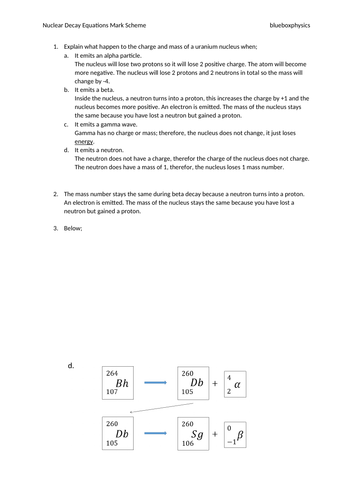 Nuclear Decay Equations - Unit 4 - L6 - GCSE Physics | Teaching Resources