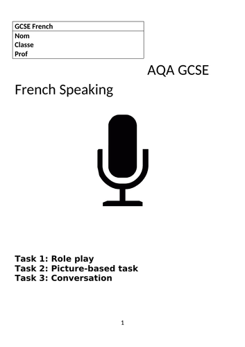 AQA Complete French Speaking booklet | Teaching Resources