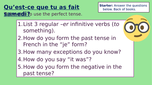 Studio 3 Vert: Module 1. Unit 4, Qu'est-ce que tu as fait samedi ...