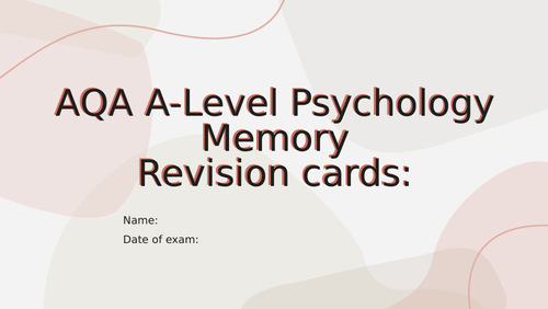 AQA A-Level Psychology - Memory revision PowerPoint slides | Teaching ...