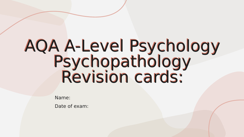 AQA A-Level Psychology - Psychopathology revision PowerPoint | Teaching ...