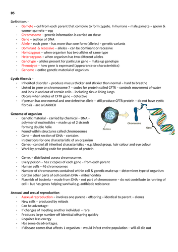 Biology OCR GCSE B5 notes | Teaching Resources