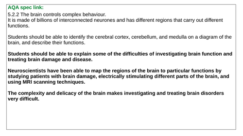 B10: The human nervous system (AQA) | Teaching Resources