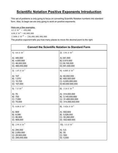 Scientific Notation - Positive Exponents Introduction | Teaching Resources Scientific Notation - Positive Exponents Introduction | Teaching Resources