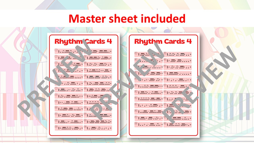 Music Rhythm Cards 4 - 50 Cards with Audio files and 10 PowerPoint ...