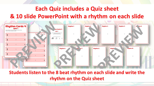 Music Rhythm Cards 4 - 50 Cards with Audio files and 10 PowerPoint ...