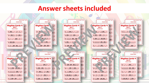 Music Rhythm Cards 4 - 50 Cards with Audio files and 10 PowerPoint ...