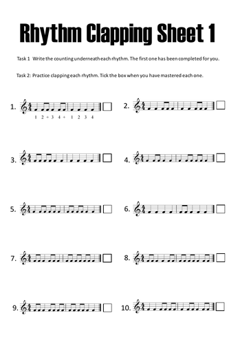 Rhythm Clapping Sheet | Teaching Resources