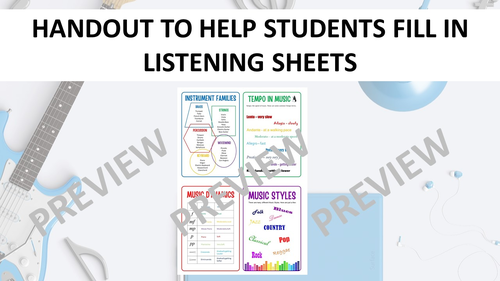 Listening to Music Worksheets | Teaching Resources