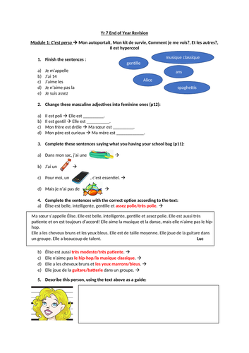 Studio 1 Modules 1-5 Revision Worksheets and Answers | Teaching Resources