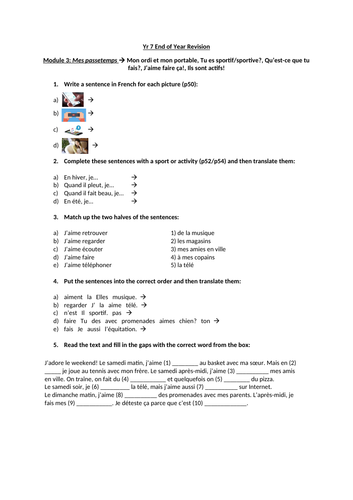 Studio 1 Modules 1-5 Revision Worksheets and Answers | Teaching Resources