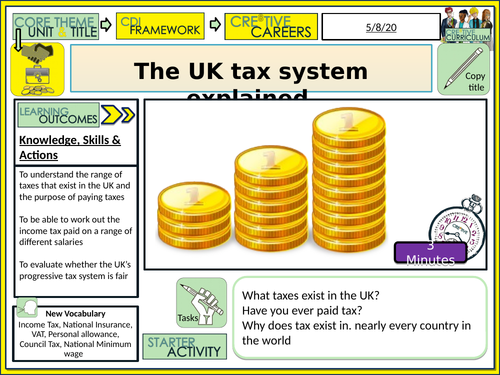 UK Tax System Explained Careers Lesson | Teaching Resources