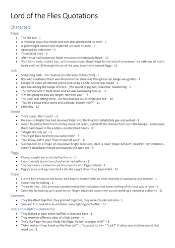 Lord of the Flies Quotations Pack | Teaching Resources
