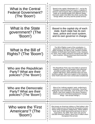 AQA GCSE HISTORY AMERICA FLASHCARDS | Teaching Resources