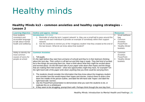 PSHE - Mental Health - 8 Lessons for KS3 | Teaching Resources