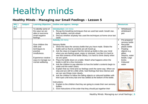 PSHE - Mental Health - 6 Lessons for KS1/KS2 | Teaching Resources