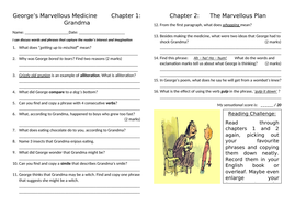 George's Marvellous Medicine Chapters 1 and 2 Comprehension | Teaching ...