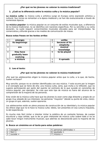 Spanish A Level: young people and traditional music (la música ...