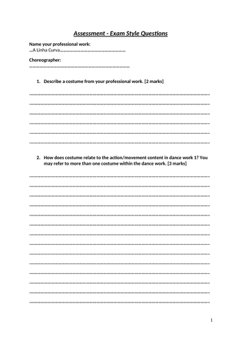 AQA GCSE Dance - A Linha Curva | Teaching Resources