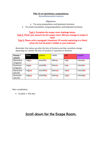 Spanish escape room KS3 | Teaching Resources