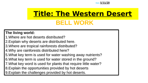 The Western Desert - Opportunities and Challenges | Teaching Resources