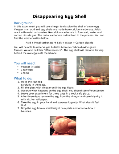 Disappearing Egg Shell Experiment | Teaching Resources