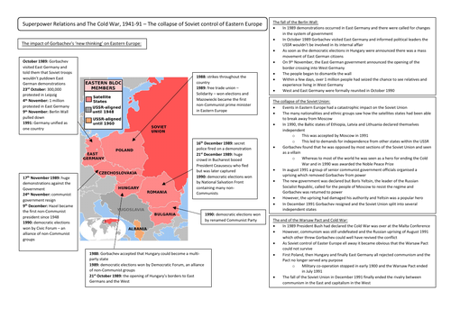 The collapse of Soviet control of Eastern Europe Revision Summary Sheet ...