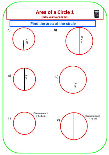 Circle: circumference, area, sector and arc length bundle | Teaching ...