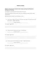 KS3/GCSE Metaphors in Literature Worksheet w/ Answers | Teaching Resources