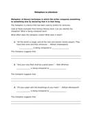 KS3/GCSE Metaphors in Literature Worksheet w/ Answers | Teaching Resources