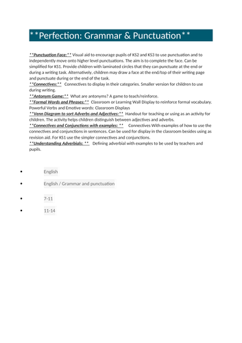 **Perfection: Grammar & Punctuation** | Teaching Resources