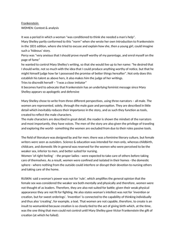 Frankenstein Comprehensive Notes | Teaching Resources