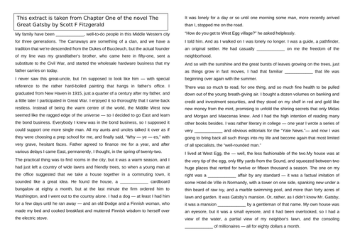 Eng Home learn KS3/4 American Dream Gatsby | Teaching Resources