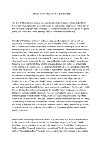 Exemplar Dracula & The Bloody Chamber Essay | Teaching Resources