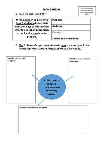 Language C2 Speech Writing Planning and Writing Frame | Teaching Resources