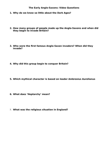 AQA 9-1 Anglo-Saxons (Migration L1) | Teaching Resources