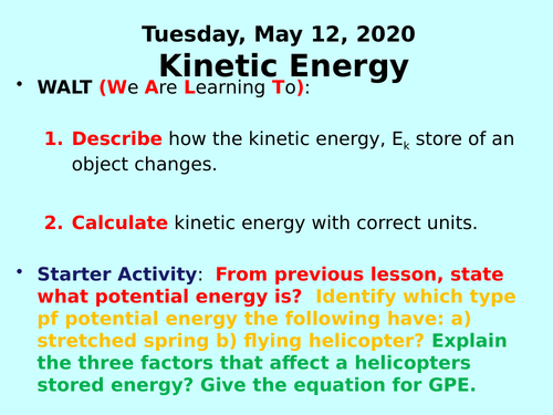 Kinetic Energy PPT- GCSE Physics | Teaching Resources