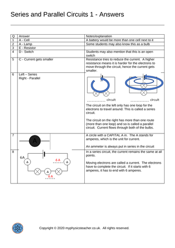Electricity Series And Parallel Circuits Exam Style Questions Answers Gcse Physics Combined