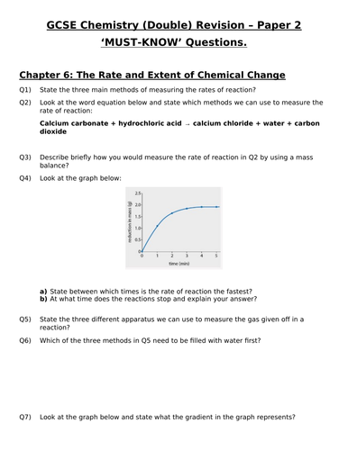 GCSE Chemistry (Double Science) Revision - Paper 2 Questions and ...