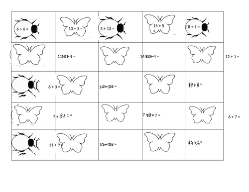 Addition Bingo Number bonds differentiated for bonds to 10, 12, 20 KS1 ...