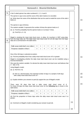 Binomial Distribution Exam Questions & Answers | Teaching Resources