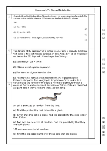 Normal Distribution Exam Questions | Teaching Resources