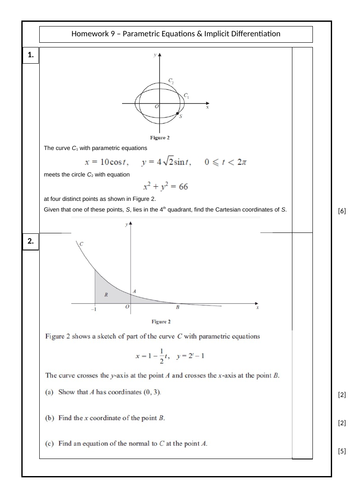 Parametric Equations & Implicit Differentiation Exam Questions ...