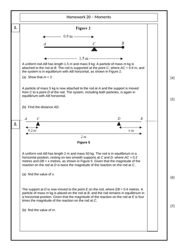 Moments (Mechanics) Exam Questions | Teaching Resources