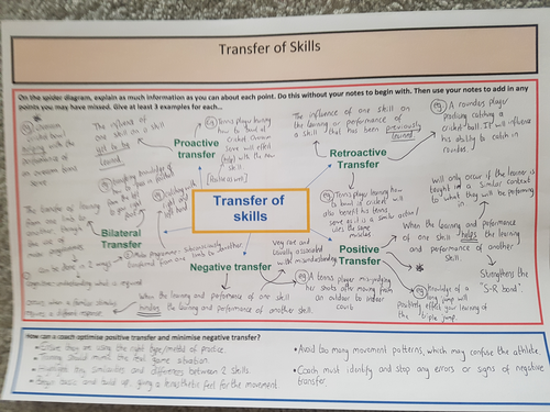 A-Level PE: Transfer of Learning Summary Sheet | Teaching Resources