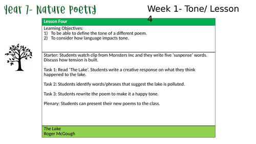 Nature poetry KS3 scheme of work | Teaching Resources