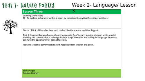 Nature poetry KS3 scheme of work | Teaching Resources